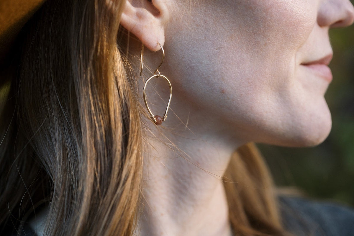Isla Gemstone Teardrop Dangle Earrings, rust gemstone dangle earrings ...